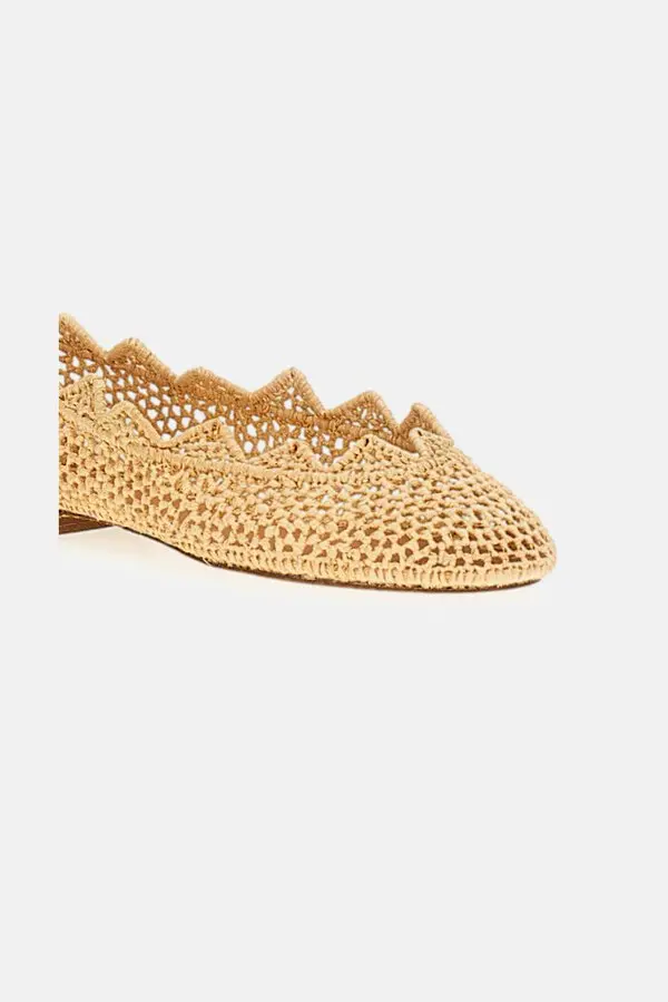 ODISSI Raffia Ballerina Flats - Beige