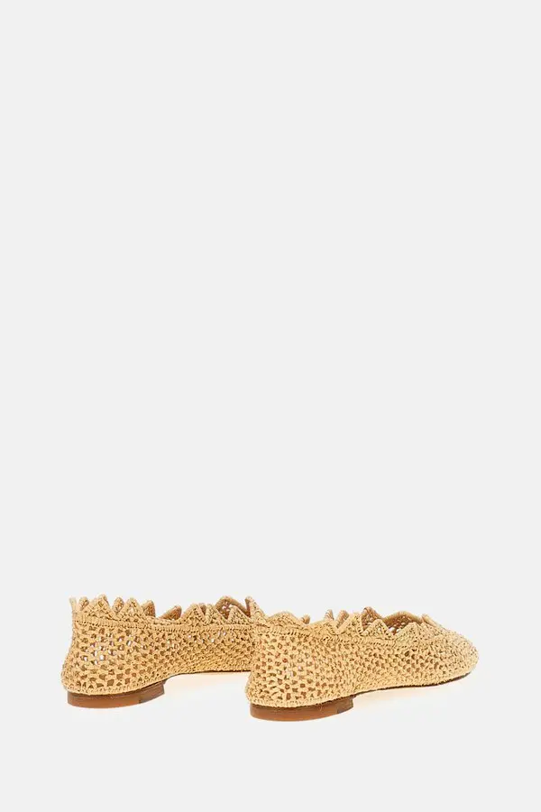 ODISSI Raffia Ballerina Flats - Beige