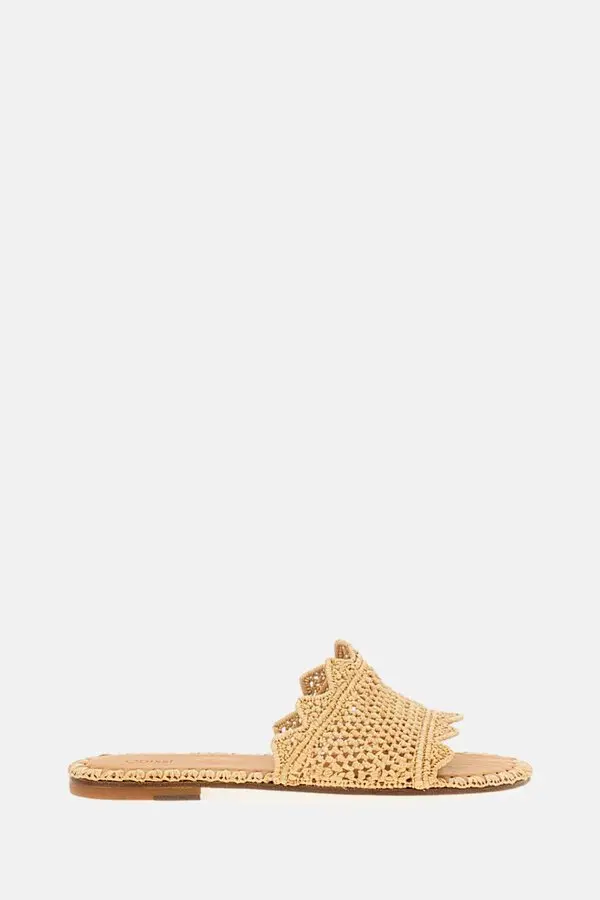 ODISSI Lucia Raffia Slide Sandal - Beige