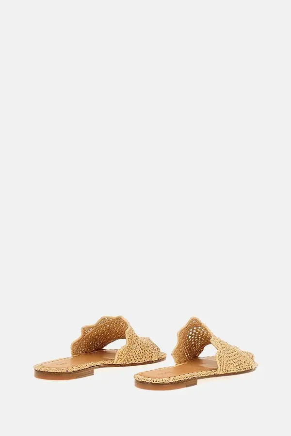 ODISSI Lucia Raffia Slide Sandal - Beige