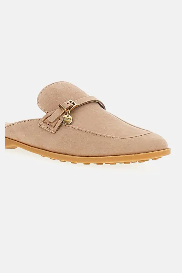 TOD'S Nubuck Gommini Sabots - Rose