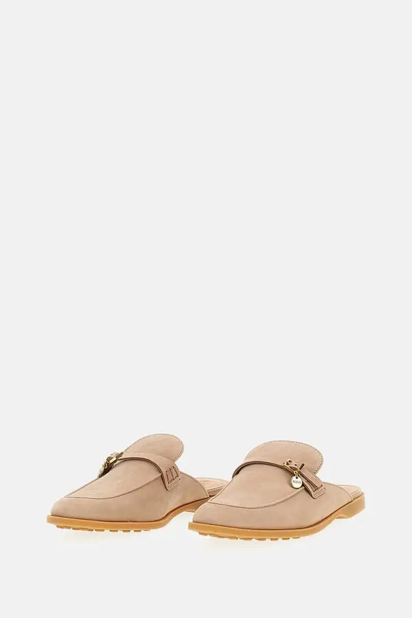 TOD'S Nubuck Gommini Sabots - Rose