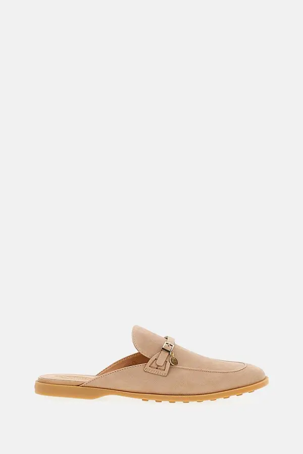 TOD'S Nubuck Gommini Sabots - Rose