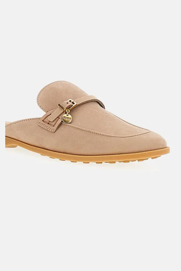 TOD'S Nubuck Gommini Sabots - Rose