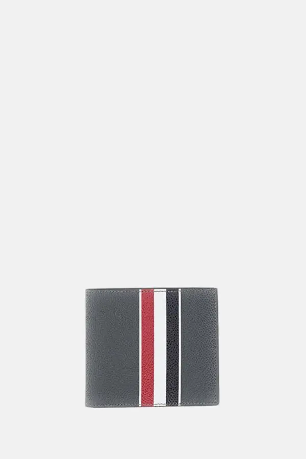 Thom Browne Billfold Leather Wallet - Grey
