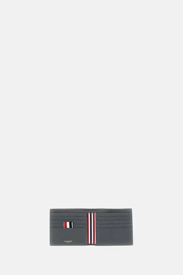 Thom Browne Billfold Leather Wallet - Grey