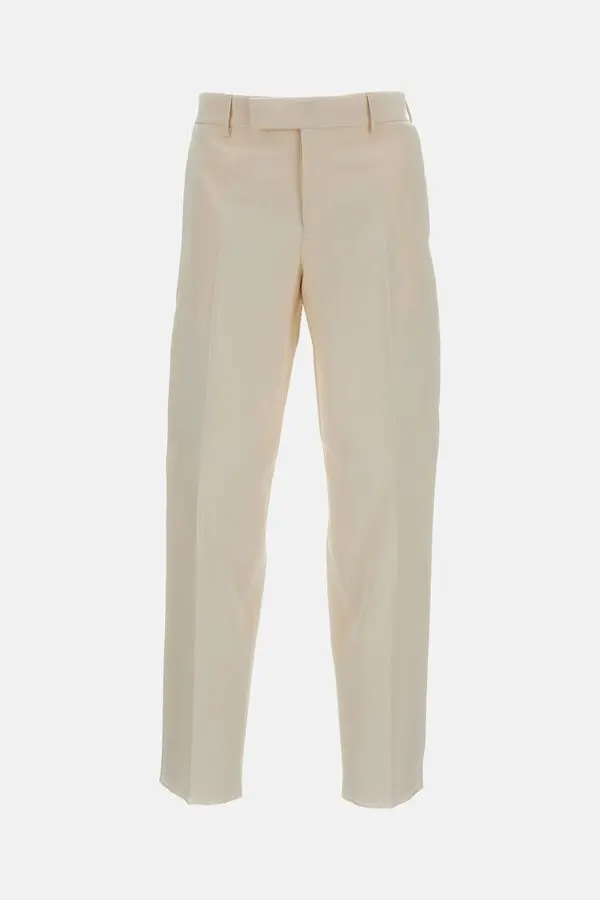 Fendi Wool Gabardine Tailored Trousers - White