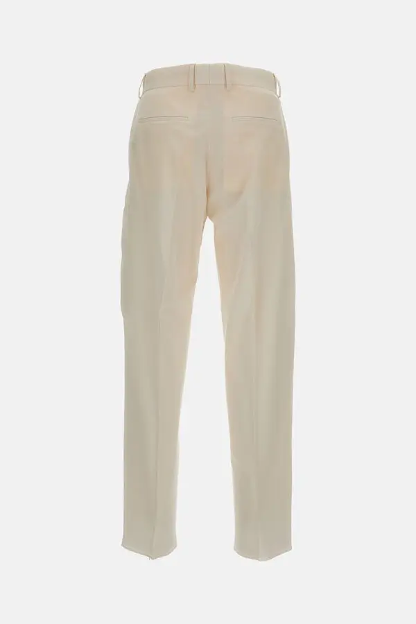 Fendi Wool Gabardine Tailored Trousers - White