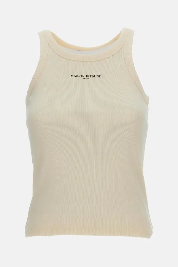 Maison Kitsuné Logo Sleeveless Top - Beige