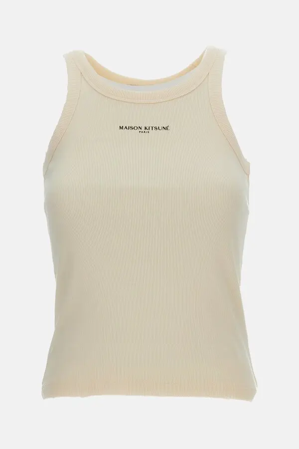 Maison Kitsuné Logo Sleeveless Top - Beige