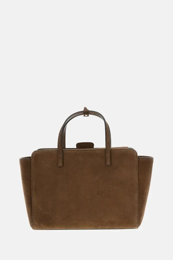 HIDESINS Flap Crossbody Bag M In Suede Leather - Brown