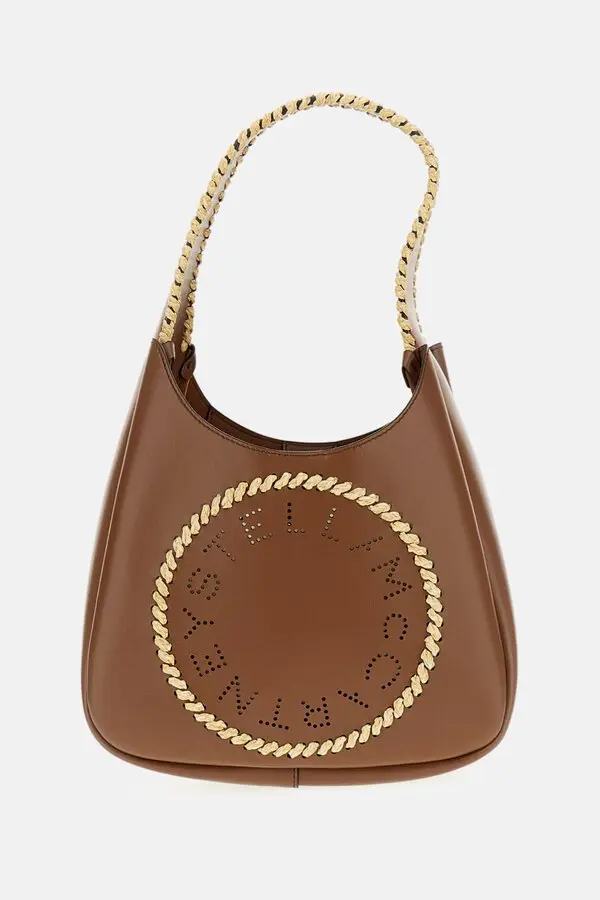 Stella McCartney Small Hobo Bag With Raffia Logo