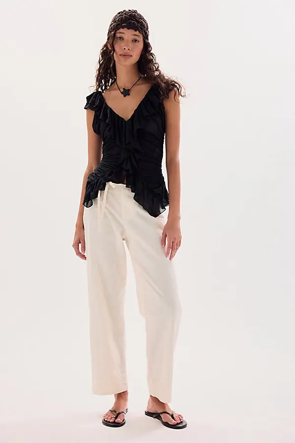 Free People Blythe Ruffle Top - Black