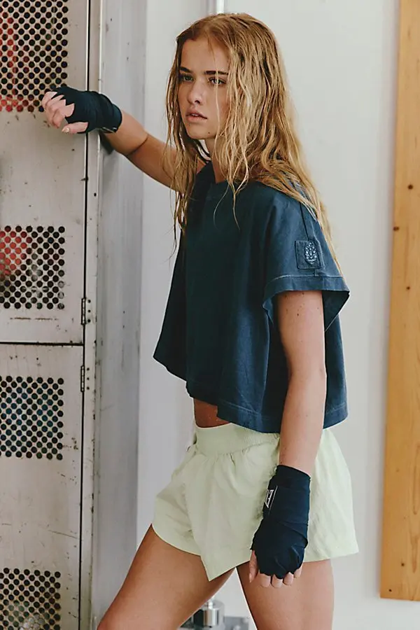 Free People Keep It Easy" Cropped Cotton T-shirt