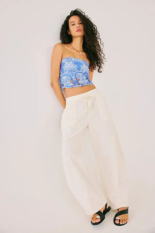THE FARRA Embroidered Tube Top