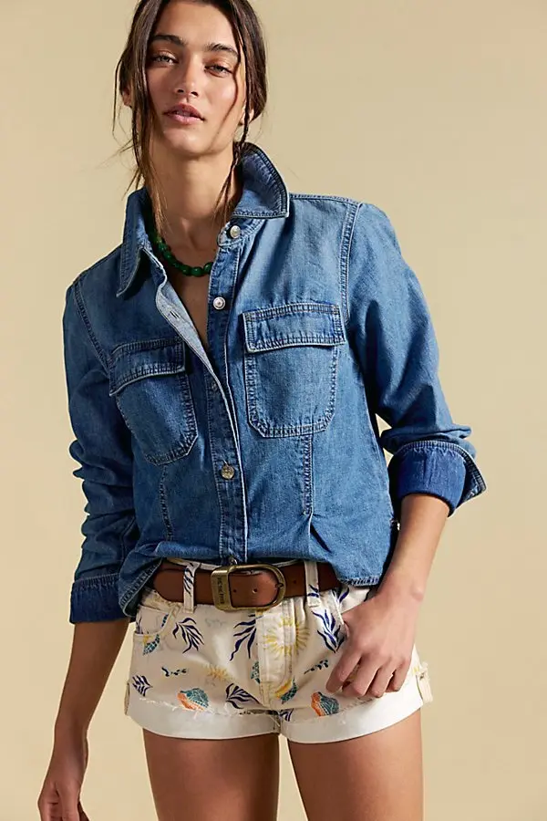Free People We The Free Cali Cuffed Printed Shorts - Havana Combo