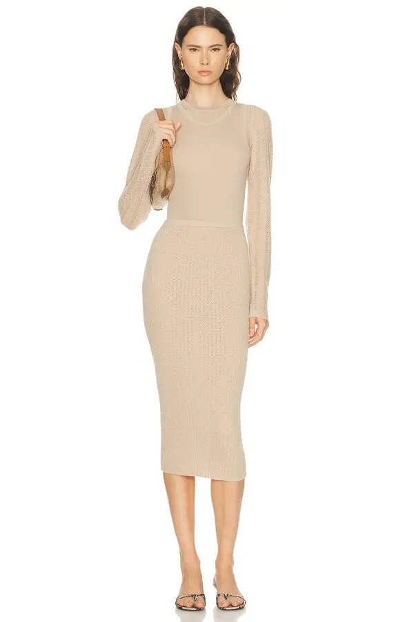 Acne Studios Kred Thin Rib Dress - Beige