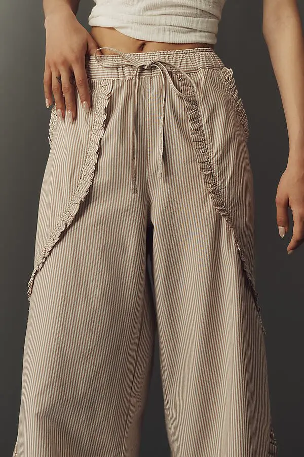 PILCRO Ruffle Wide-leg Pants