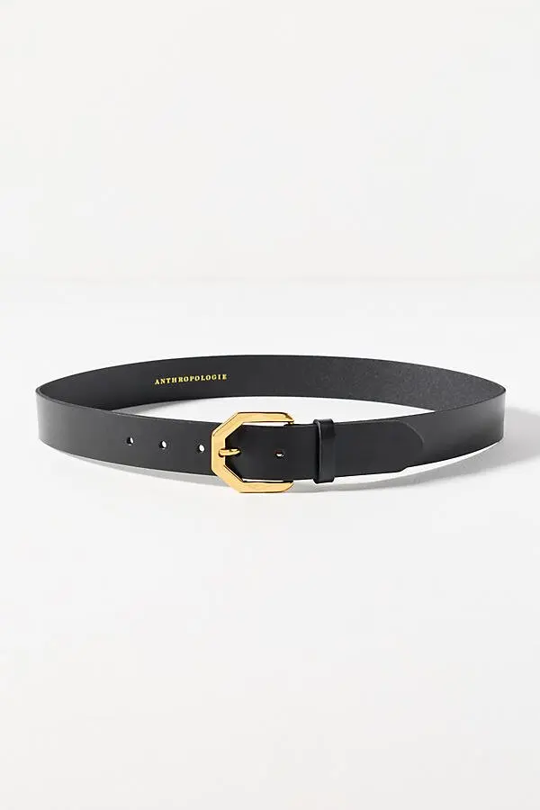 Anthropologie Geo Hammered Buckle Belt - Black
