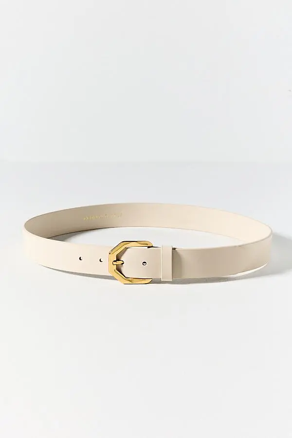 Anthropologie Geo Hammered Buckle Belt - Cream