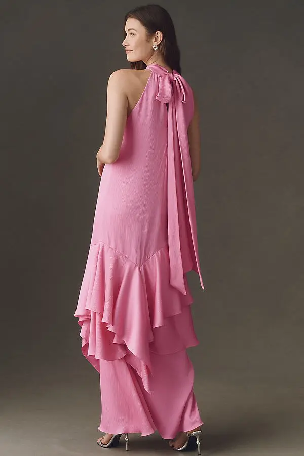 ELLIATT Varella Halter Gown With Ruffled Skirt - Pink