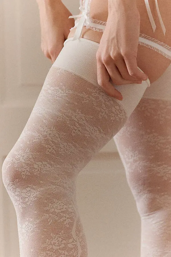For Love & Lemons Lily Thigh-high Stockings - White