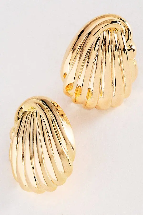 Anthropologie Dome Sculptural Post Earrgs - Gold