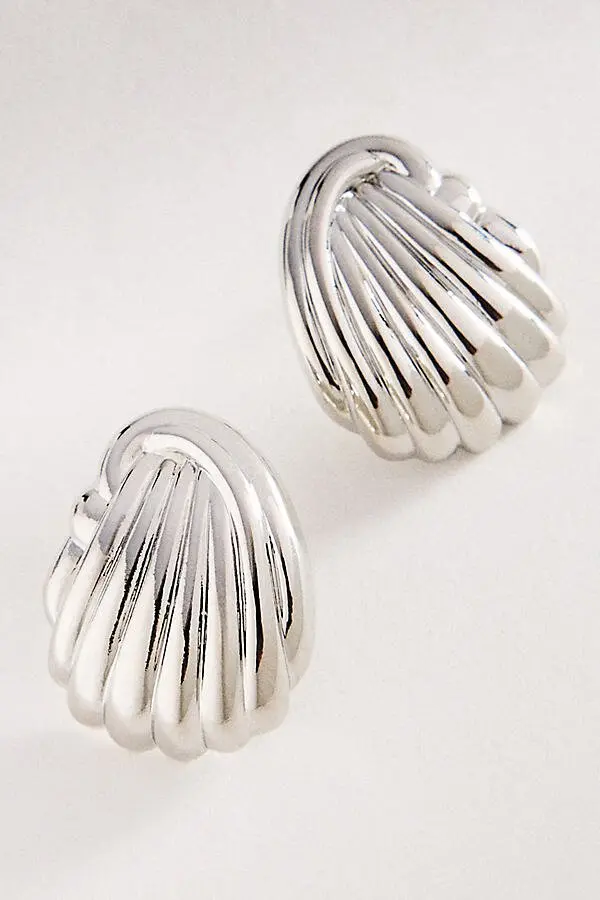 Anthropologie Dome Sculptural Post Earrgs - Silver