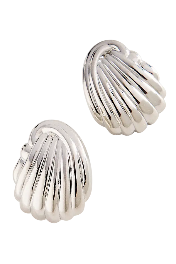 Anthropologie Dome Sculptural Post Earrings - Silver
