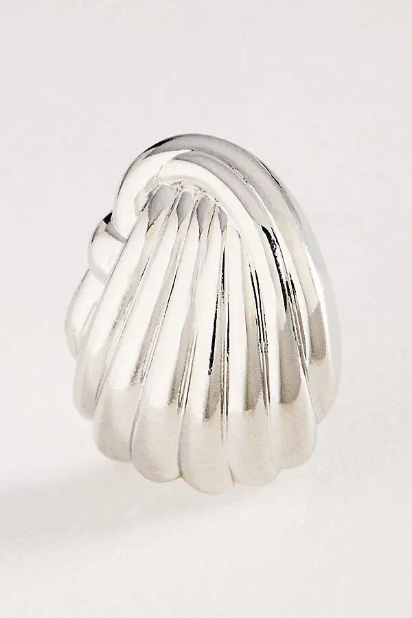 Anthropologie Dome Sculptural Post Earrings - Silver