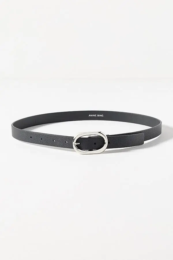 ANINE BING Signature Belt - Black Pebbled