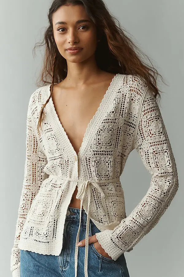 NVLT Crochet Knit Top Jacket