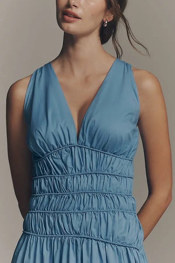 Faithfull The Brand Saja Ruched Maxi Dress - Venice Blue