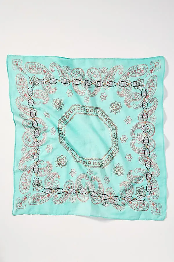 ELIZABETH GILLETT Embroidered Headband - Sky Blue