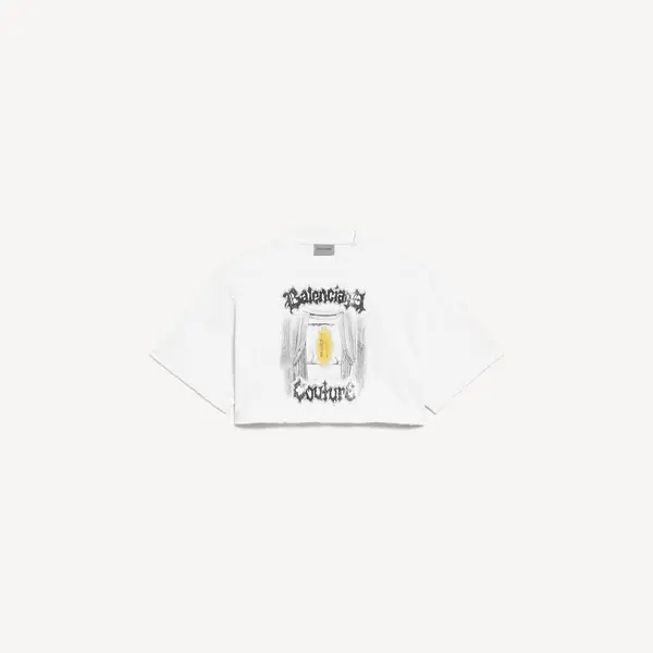 Balenciaga Salon De Couture Cropped T-shirt - White