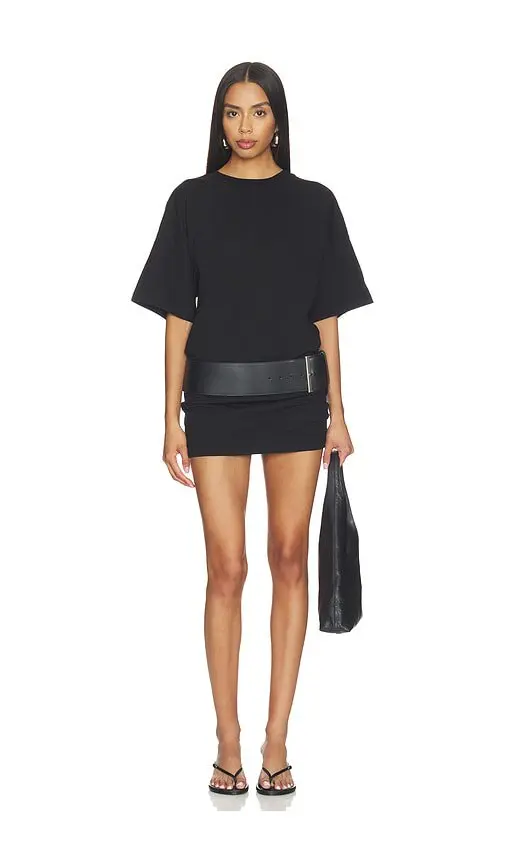 Enza Costa Short Sleeve Supima Curve Mini Dress - Black