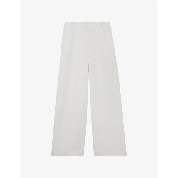 REISS Alyx Wide-leg Linen-blend Trousers - White