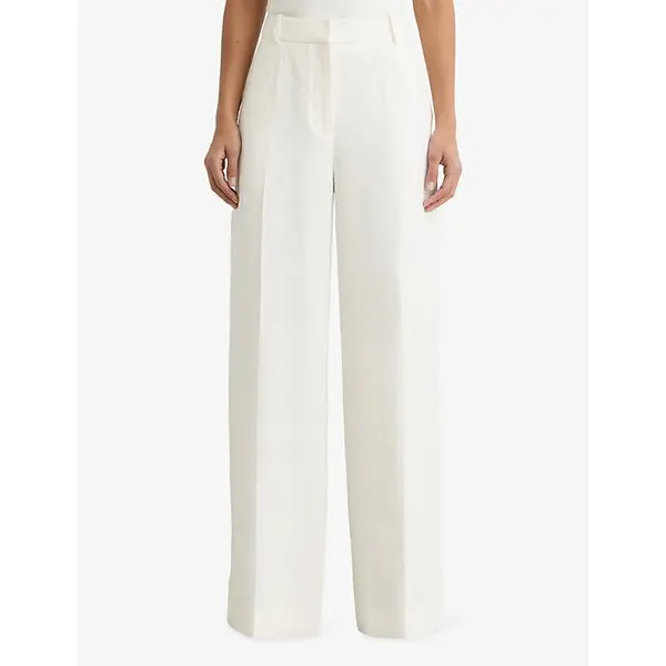 REISS Alyx Wide-leg Linen-blend Trousers - White