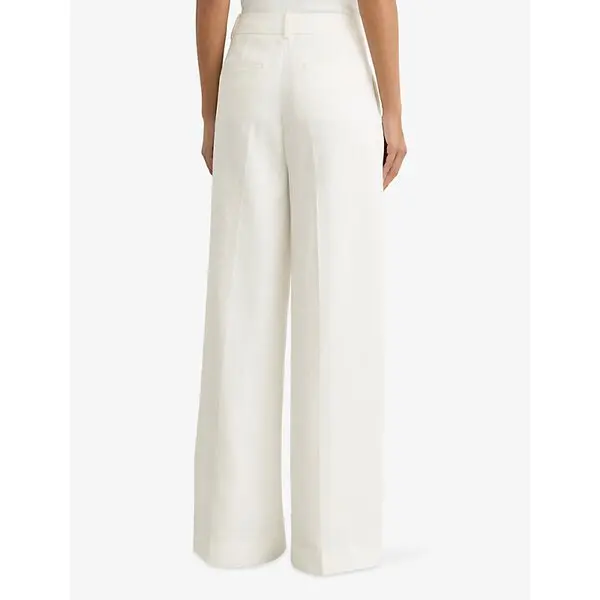 REISS Alyx Wide-leg Linen-blend Trousers - White