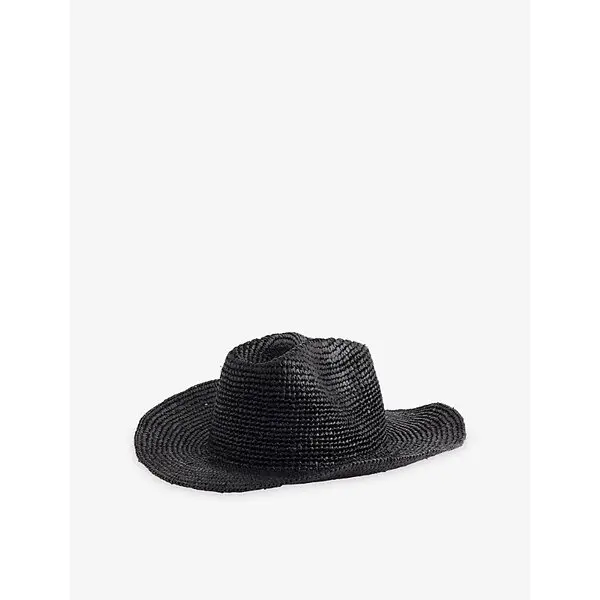 BOUTIQUE BONITA Western Raffia Cowboy Hat - Noir