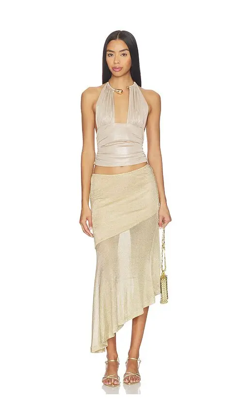 TIGER MIST Vianna Halterneck Top - Gold