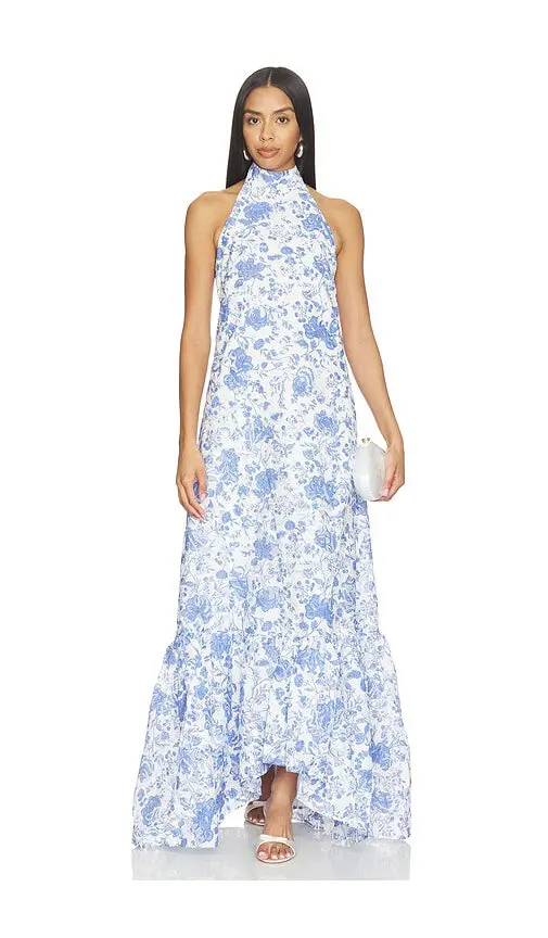 ELLIATT Elin Halter Gown - White & Blue