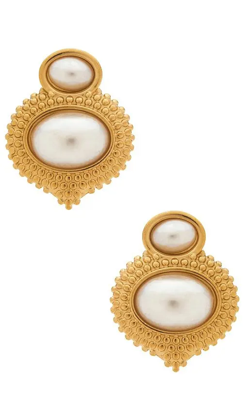 GALLEY LOS ANGELES Dahlia Pearl Earrings - Gold & Ivory