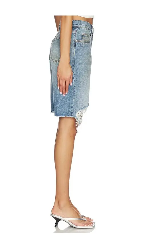 AREA Crystal Fray Jean Shorts