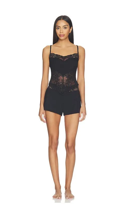 Cosabella Carmela Cami & Boxer Pajama Set - Black