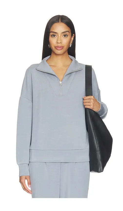 Varley Hawley Half Zip Sweatshirt - Wind Blue