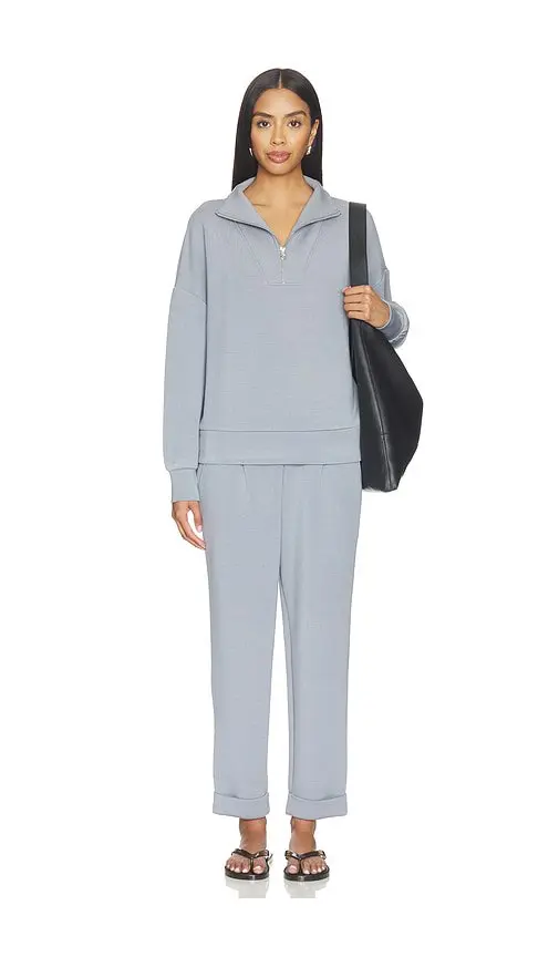 Varley Hawley Half Zip Sweatshirt - Wind Blue