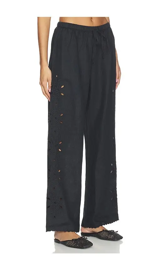 Rails Mirina Eyelet Linen Pant - Black
