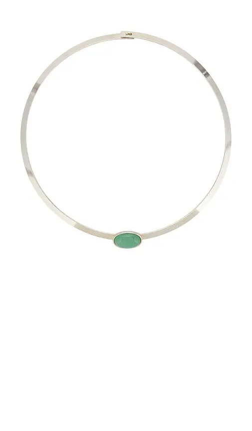 JENNIFER BEHR Elaine Collar In Green,metallic Silver - Aventurine
