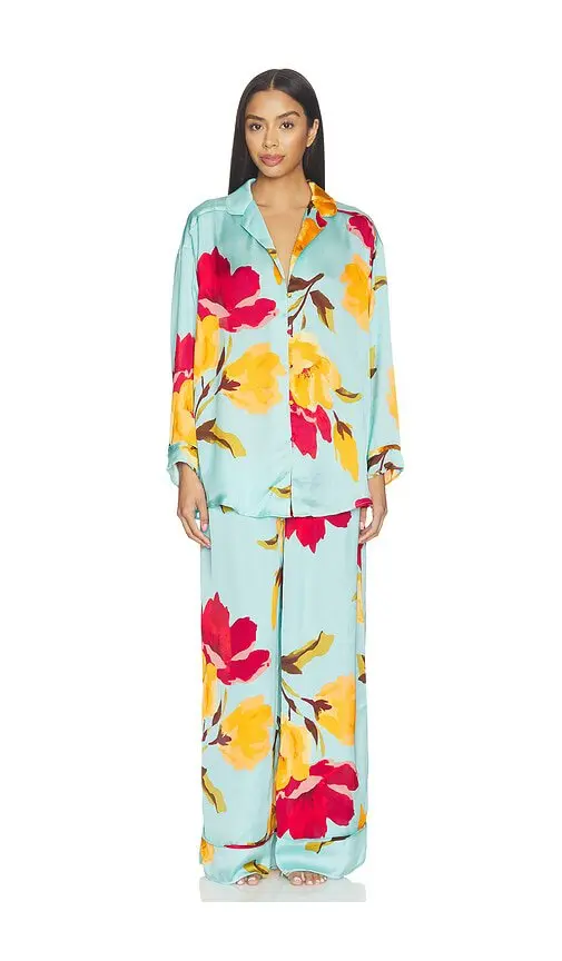 Free People X Intimately Fp Dreamy Days Pajama Set In Blue,red - Bloomrush Print